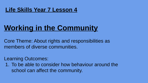 Year 7 Life Skills Lessons | Teaching Resources