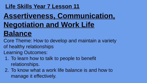 Year 7 Life Skills Lessons | Teaching Resources