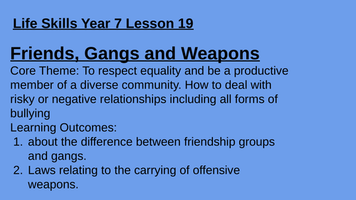 Year 7 Life Skills Lessons | Teaching Resources