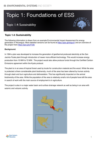 Topic 1 IB Diploma ESS Foundations of ESS | Teaching Resources