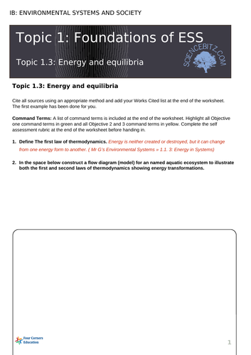 Topic 1 IB Diploma ESS Foundations of ESS | Teaching Resources