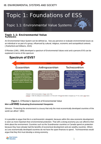 Topic 1 IB Diploma ESS Foundations of ESS | Teaching Resources