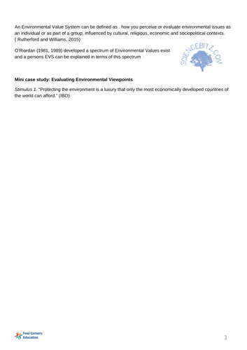 Topic 1 IB Diploma ESS Foundations of ESS | Teaching Resources