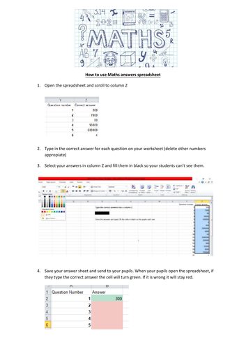 Maths- Automatic Marking sheet | Teaching Resources