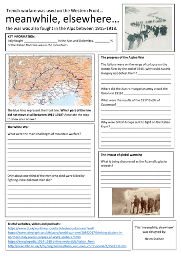Trench Warfare during World War One | Teaching Resources