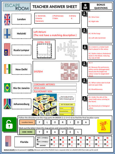 Science Escape Room - Heart | Teaching Resources