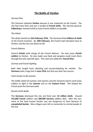 The Battle of Verdun, 1916 | Teaching Resources