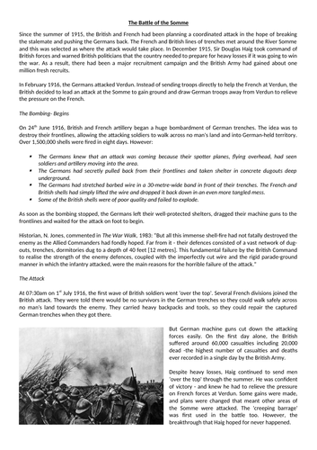 The Battle of the Somme, 1916 | Teaching Resources