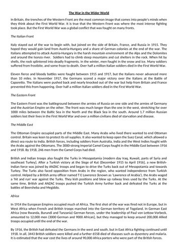 World War One: A Global Conflict | Teaching Resources