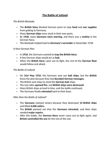 The Battle of Jutland, 1916 | Teaching Resources