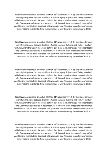 Germany's Defeat in World War One | Teaching Resources
