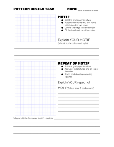 GRAPHIC DESIGN Pattern Activity | DT TECHNOLOGY Textiles | Teaching ...