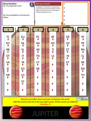 Maths Escape Room - Probability | Teaching Resources
