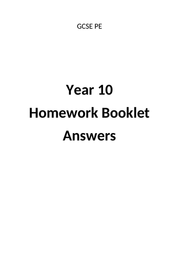 Year 10 GCSE PE Homework Booklet | Teaching Resources