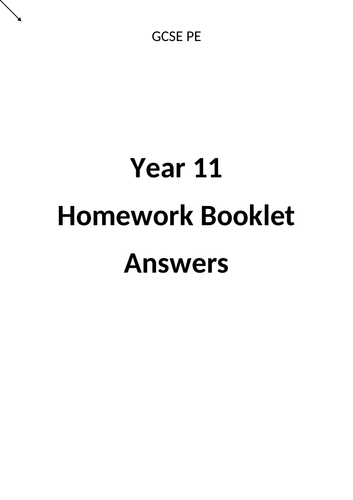 Year 11 GCSE PE Homework Booklet | Teaching Resources