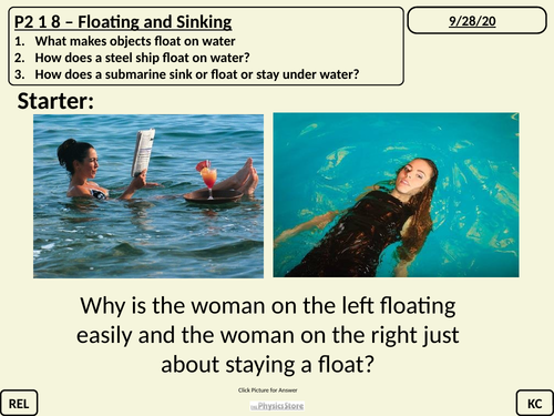 KS3 Physics AQA P2 1 8 Floating and Sinking | Teaching Resources