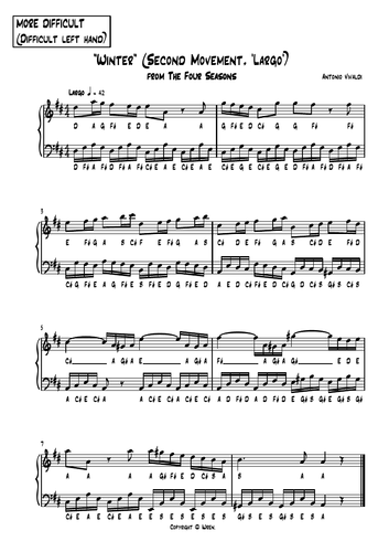 "WINTER (SECOND MOVEMENT 'LARGO')" from 'THE FOUR SEASONS' [EASY PIANO ...