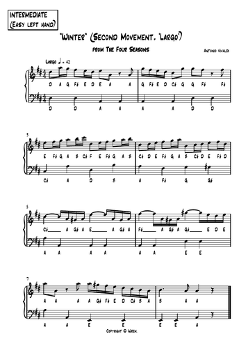 "WINTER (SECOND MOVEMENT 'LARGO')" from 'THE FOUR SEASONS' [EASY PIANO ...
