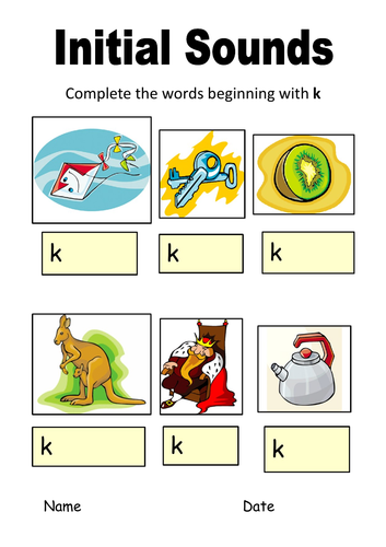Initial Sounds KJQVWX Worksheets | Teaching Resources