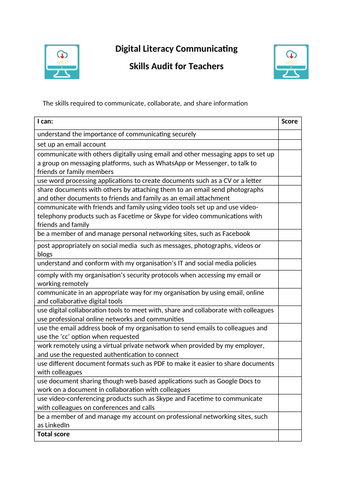 Digital communications skills audit for teachers | Teaching Resources