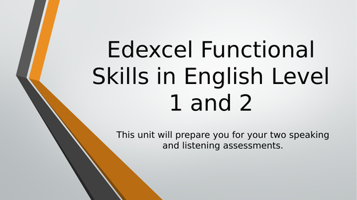 Edexcel Functional Skills English Level 1 and 2: Speaking and Listening ...