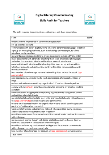 Digital communication skills audit for students | Teaching Resources