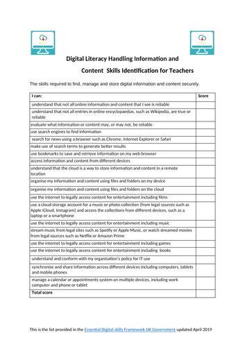 Digital Handling Information and Content skills audit - teachers ...