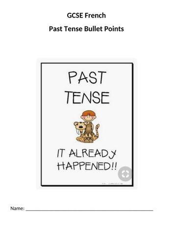 GCSE French Past Tense Bullet Points Booklet | Teaching Resources