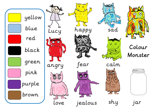 Updated Colour Monster, Poems, Word mats, Worksheets, Pictogram ...