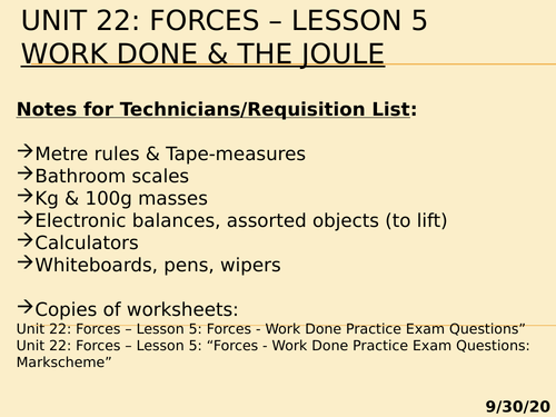 Work Done | Teaching Resources