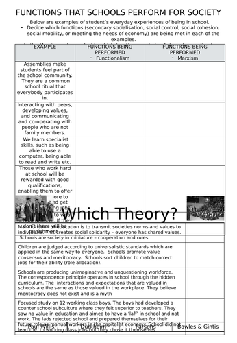 Sociology of Education - Functionalism Bundle | Teaching Resources