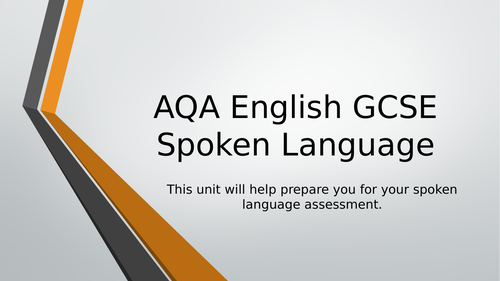 AQA English Language GCSE Non-examination Assessment: Spoken Language ...