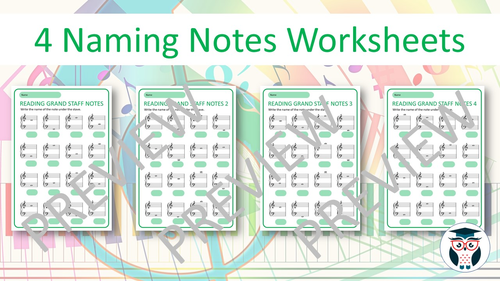 Reading Grand Staff Notes – 22 Worksheets | Teaching Resources