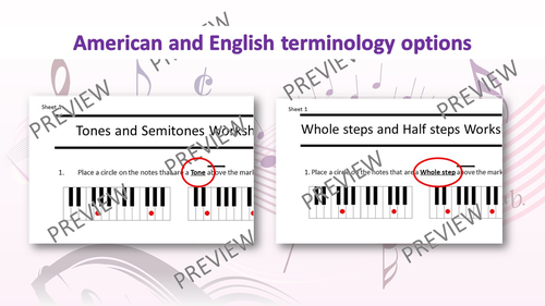 Tones and Semitones / Whole steps and Half steps - 15 Printable ...