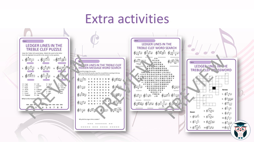 Reading Ledger Line Notes in the Treble Clef - 14 Worksheets | Teaching ...