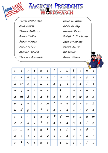 American Presidents - Wordsearch | Teaching Resources