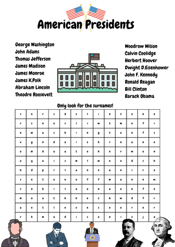 American Presidents - Wordsearch | Teaching Resources