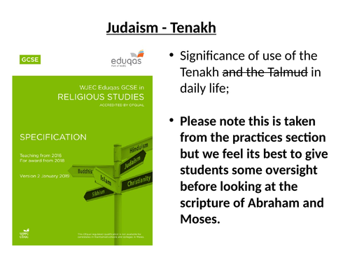 The Tenakh - Judaism - EDUQAS GCSE | Teaching Resources