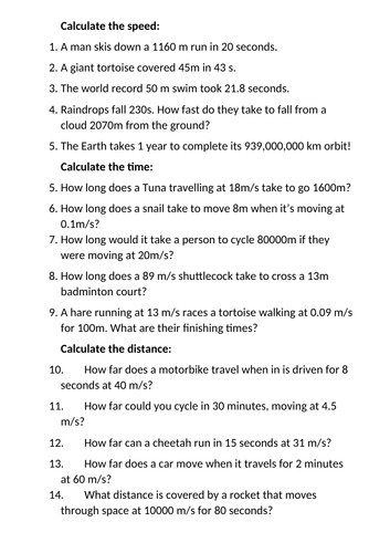KS3 Forces and Speed Topic | Teaching Resources