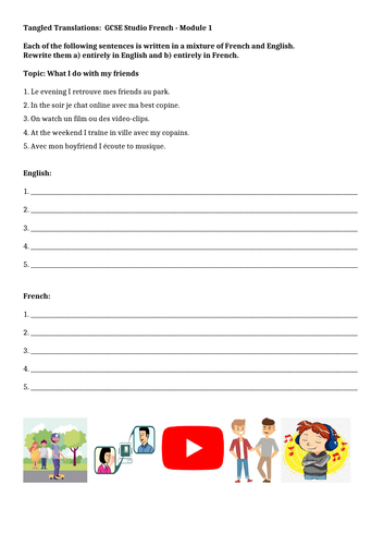 GCSE Studio French Mod 1-4 Tangled Translations | Teaching Resources