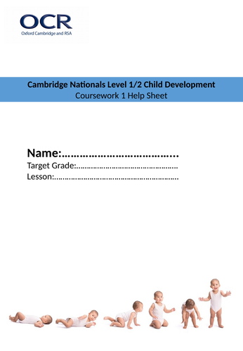Cambridge National Child Development R019 RO20 Help Sheets | Teaching ...