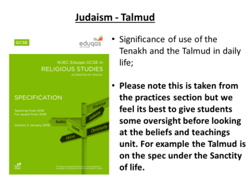The Talmud - Judaism - EDUQAS GCSE | Teaching Resources