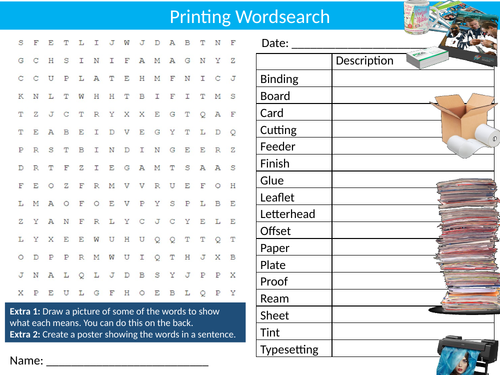 Printing Wordsearch Sheet Starter Activity Keywords Cover Design ...