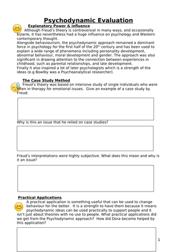 The Psychodynamic Approach - Evaluation and Summary activities ...