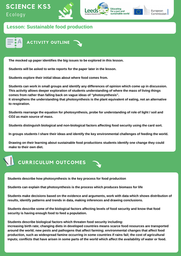 Sustainable Food Production and Climate Change | Teaching Resources