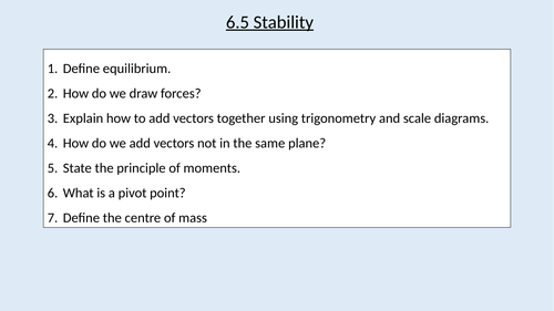 A level Physics (6.5) Stability (Forces in equilibrium) | Teaching ...