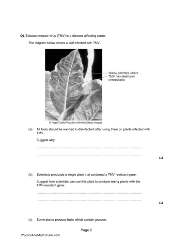 GCSE Edexcel Biology Health,Disease and the development of medicines ...