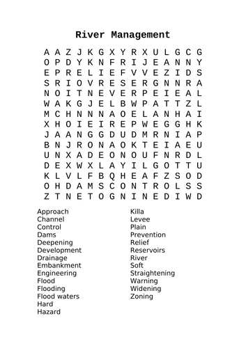 River Management Wordsearch | Teaching Resources