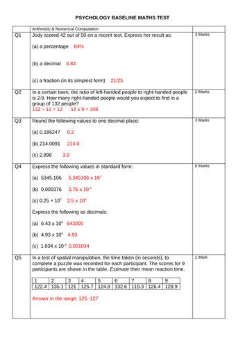 Maths skills for AQA A Level Psychology | Teaching Resources