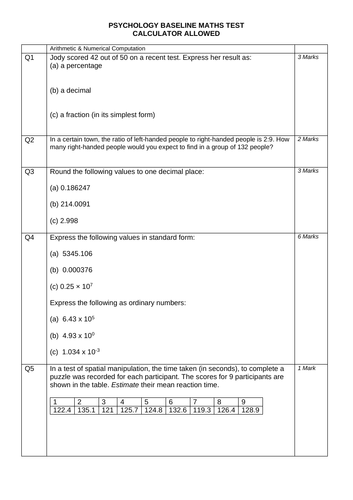 Maths skills for AQA A Level Psychology | Teaching Resources